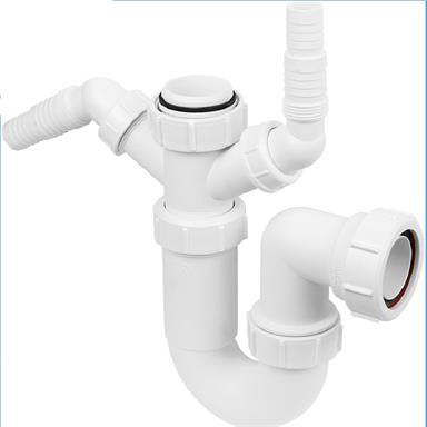 WM11 40MM WASHING MACHINE TRAP 2 NOZZLES - Plumbing For Less