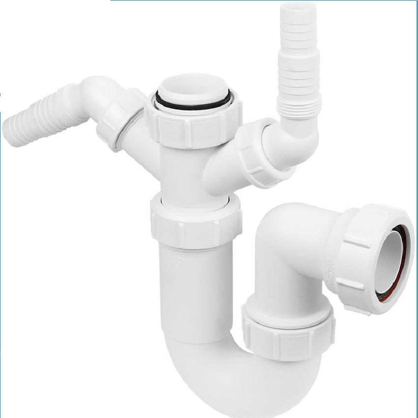 WM11 40MM WASHING MACHINE TRAP 2 NOZZLES - Plumbing For Less